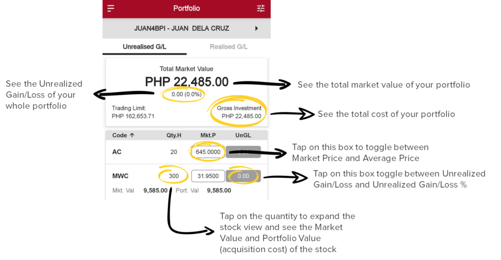 How do I view my stock position on the New BPI Trade App? – BPI Trade